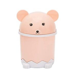 saikun cute animal desktops trash can, with lid ，rubbish storage, garbage bin for office kids bedroom use (pink)