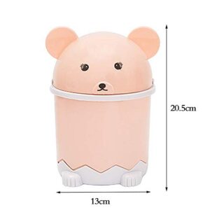 SAIKUN Cute Animal Desktops Trash Can, with Lid ，Rubbish Storage, Garbage Bin for Office Kids Bedroom Use (Pink)