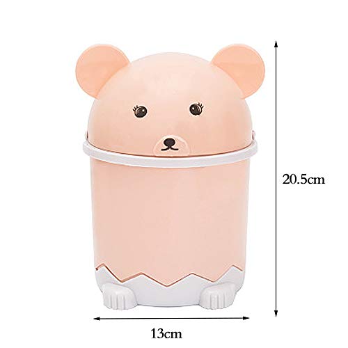 SAIKUN Cute Animal Desktops Trash Can, with Lid ，Rubbish Storage, Garbage Bin for Office Kids Bedroom Use (Pink)