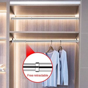 Closet Rod Adjustable 30-48 Inch for Hanging Clothes Stainless Steel Closet Pole Closet Bar with 2 Brackets for Wardrobes Closet Shower Window Curtain Hanger Rod Clothes Rod for Closet Clothes Rail