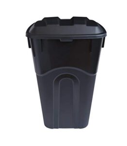 united solutions 32 gallon outdoor waste garbage bin with attached lid, heavy-duty handles, snap lock , wheeled trashcan, black