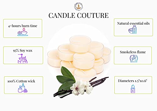 Asfroy Vanilla Scented Candles, 36 Pack Tea Light Candle with Clear Cup, Highly Scented 95% Soy Wax, Natural Essential Oils, Tealights Long Burning Time, Candle Gift Set for Women