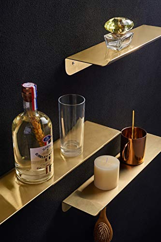 BGL Metal Wall Shelf, Metal Floating Shelf Gold 15.7 Inches Wall Mount Stainless Steel 304 for Bathroom Organizer