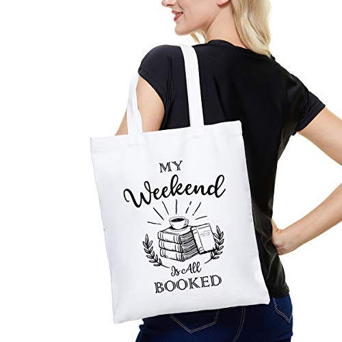 Ihopes My Weekend Is All Booked Reusable Tote Bag | Library Canvas Tote Bag Bag Gift for Men Women Friends