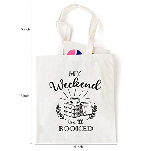 Ihopes My Weekend Is All Booked Reusable Tote Bag | Library Canvas Tote Bag Bag Gift for Men Women Friends