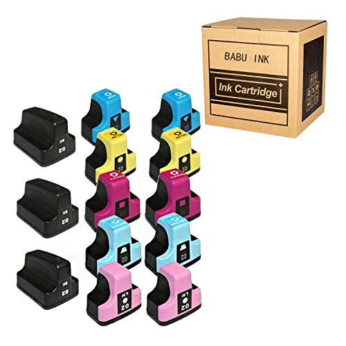 BABU Compatible Ink Cartridge Replacement for HP 02 Work for HP PhotoSmart C6150 C6180 C7150 C7180 C7280 D7260 D7360 D7160 D7460 C8180 C6100 C5100 D7363 C5150 3110 3210 8250 8230 (6 Color 13-Pack)