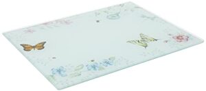 lenox butterfly meadow large glass cutting board, 2.95 lb, multi