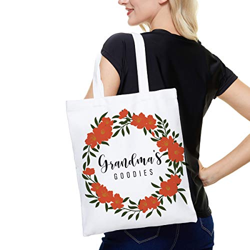 Ihopes Funny Grandma 12 Oz Reusable Tote Bag | Grandma's Goodies Canvas Tote Bag | Cute Grandma Gift/Mother Gift