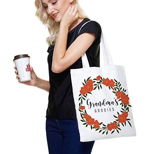 Ihopes Funny Grandma 12 Oz Reusable Tote Bag | Grandma's Goodies Canvas Tote Bag | Cute Grandma Gift/Mother Gift