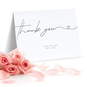 120 Blank Wedding Thank You Cards - Personalized Greetings, Gratitude Letter & Wedding Thank You Cards From The New Mr and Mrs - Wedding Thank You Notes with Kraft Envelopes & Stickers - 4x6", 120 Pack