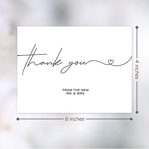 120 Blank Wedding Thank You Cards - Personalized Greetings, Gratitude Letter & Wedding Thank You Cards From The New Mr and Mrs - Wedding Thank You Notes with Kraft Envelopes & Stickers - 4x6", 120 Pack