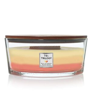 woodwick ellipse scented candle, tropical sunrise trilogy, 16oz | up to 50 hours burn time