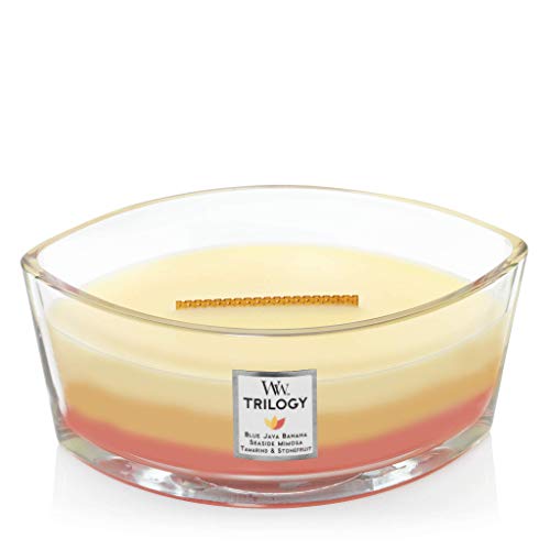 WoodWick Ellipse Scented Candle, Tropical Sunrise Trilogy, 16oz | Up to 50 Hours Burn Time