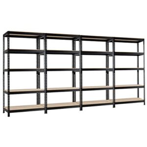 tangkula 5-tier steel storage shelves, 73” heavy duty garage shelf with adjustable shelves, boltless shelving unit for free combination, metal muscle rack for home office garage (4, black)