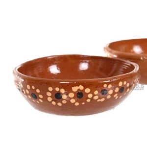 EMATIK Salsero de Barro 2 Single Salsa Bowls Traditional Clay Artisan Artezenia Made in Mexico Condiment Garnish Serving Bowls