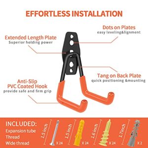 Garage Hooks, 19 Pack Heavy Duty Garage Storage Hooks Steel Tool Hangers for Garage Wall Mount Utility Hooks and Hangers with Anti-Slip Coating for Garden Tools Organizer, Ladders, Bikes, Bulky Items