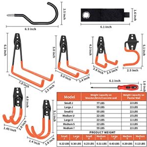 Garage Hooks, 19 Pack Heavy Duty Garage Storage Hooks Steel Tool Hangers for Garage Wall Mount Utility Hooks and Hangers with Anti-Slip Coating for Garden Tools Organizer, Ladders, Bikes, Bulky Items