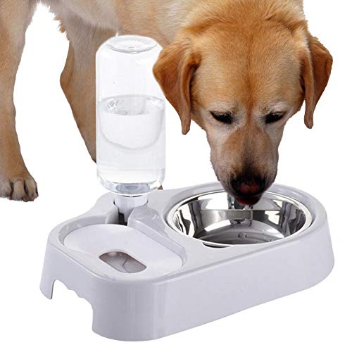 Small Animal Water and Food Bowl Set, Double Design Food Feeder and Water Dispenser,Cats&Dogs Automatic Water Dispenser with Food Bowl,Automatic Water Filling Dog Cat Double Bowl Stainless Steel Bowl