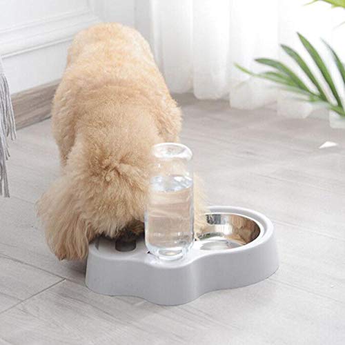 Small Animal Water and Food Bowl Set, Double Design Food Feeder and Water Dispenser,Cats&Dogs Automatic Water Dispenser with Food Bowl,Automatic Water Filling Dog Cat Double Bowl Stainless Steel Bowl