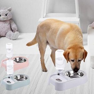 Small Animal Water and Food Bowl Set, Double Design Food Feeder and Water Dispenser,Cats&Dogs Automatic Water Dispenser with Food Bowl,Automatic Water Filling Dog Cat Double Bowl Stainless Steel Bowl