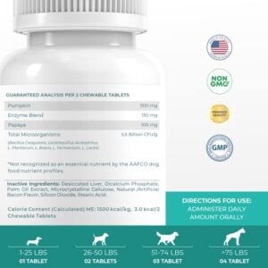 Probiotics for Dogs - 120 Chewable Tablets - Diarrhea & Gas Support for Dogs - 5.5 Billion CFUs with Digestive Enzymes and Prebiotics - Dog Allergies, Bad Dog Breath & Constipation Support