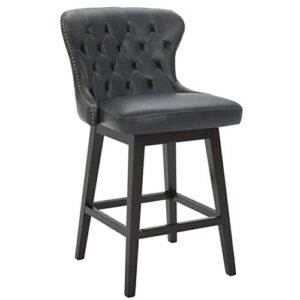 amazon brand – stone & beam morgan faux leather memory-swivel counter-height barstool, 38.2"h, black