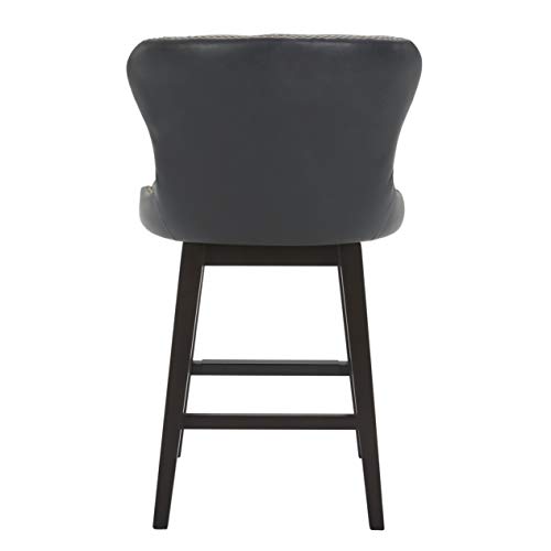 Amazon Brand – Stone & Beam Morgan Faux Leather Memory-Swivel Counter-Height Barstool, 38.2"H, Black