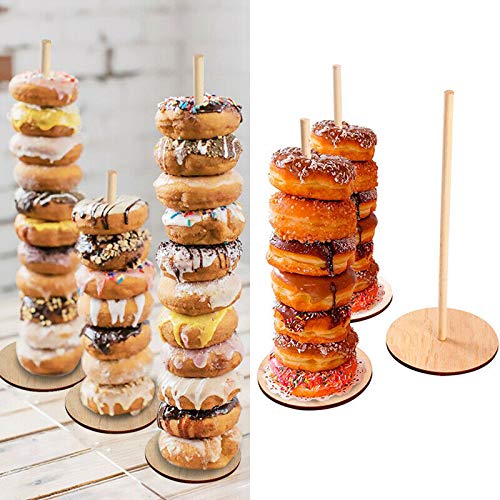 UgyDuky Wood Donut Stands - Set of 3 Donut Display Stands - Wedding Donut Bar Holder Dessert Bar Stand Wedding Decor