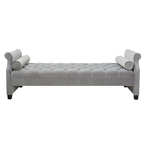 Jennifer Taylor Home Hilary Sofa Bed with Bolster Pillows, Opal Grey