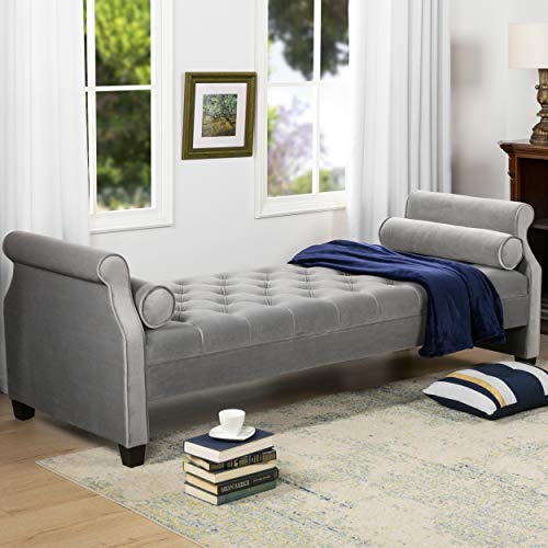 Jennifer Taylor Home Hilary Sofa Bed with Bolster Pillows, Opal Grey