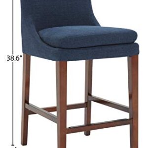 Amazon Brand – Stone & Beam Elise Upholstered Counter-Height Barstool, 38.6"H, Midnight Blue