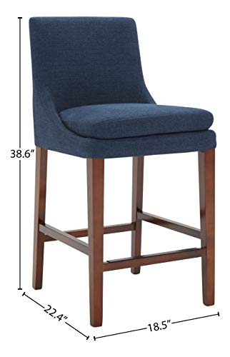 Amazon Brand – Stone & Beam Elise Upholstered Counter-Height Barstool, 38.6"H, Midnight Blue