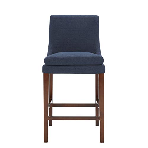 Amazon Brand – Stone & Beam Elise Upholstered Counter-Height Barstool, 38.6"H, Midnight Blue