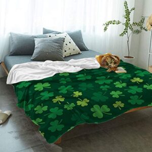 Throw Blanket for Baby/Adults/Boys/Girls St. Patrick's Day Shamrock Lucky Iris Cozy Flannel Bed Blanket Lightweight for Couch Sofa, Travel, Camping, Picnic 39x49in