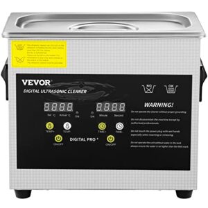 VEVOR 3L Upgraded Ultrasonic Cleaner (200W Heater,120W Ultrasonic) Professional Digital Lab Ultrasonic Parts Cleaner with Heater Timer for Jewelry Glasses Parts Cleaning