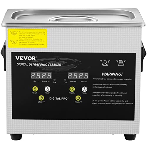 VEVOR 3L Upgraded Ultrasonic Cleaner (200W Heater,120W Ultrasonic) Professional Digital Lab Ultrasonic Parts Cleaner with Heater Timer for Jewelry Glasses Parts Cleaning