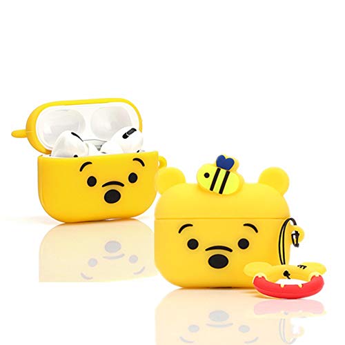 ZAHIUS Airpods Pro Silicone Case Funny Cover Compatible for Apple Airpods Pro[3D Cartoon Pattern][Designed for Kids Girl and Boys][Honey Winnie Pooh]