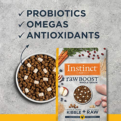 Instinct Raw Boost Whole Grain Dry Dog Food, Natural Real Chicken & Brown Rice Recipe Kibble with Omegas + Freeze Dried Raw Dog Food, 20 lb. Bag