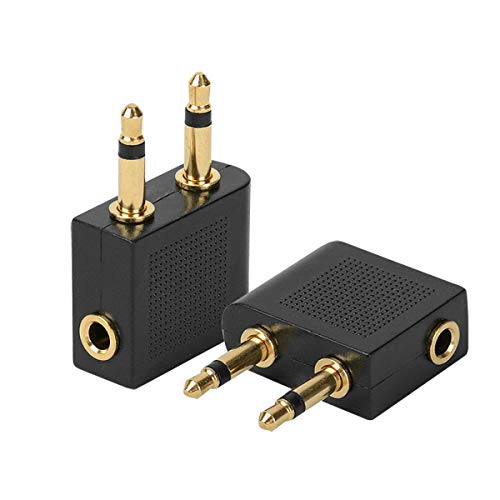 JZK 6 x Golden Plated 3.5mm Jack Airline Airplane Flight adapters Airline Flight adaptors for Headphones