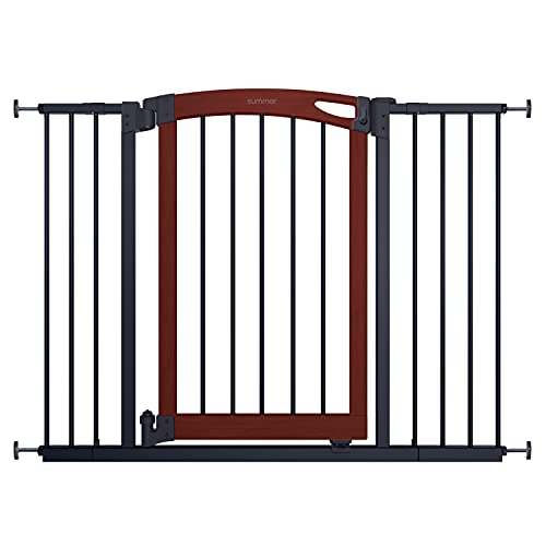 Summer Essex Craft Safety Baby Gate, Solid Wood Cherry Stain Arched Doorway and Charcoal Gray Metal Frame – 30” Tall, Fits Openings up to 28” to 42” Wide, Baby and Pet Gate for Doorways and Stairways