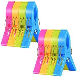 8pcs beach towel clips large size windproof plastic bathroom towel clips, quilt clamps clothes pegs for home pool chairs, laundry, sunbeds and sun loungers