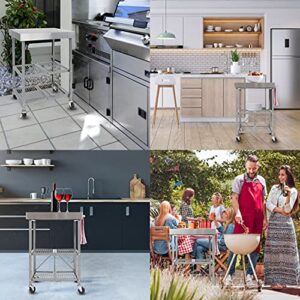 Origami Stainless Steel Cart on Wheels, 3-Tier Foldable Rolling Cart Made of Commercial-Grade Metal - Stainless Steel Design for Chefs Outdoor Food Prep Folding Kitchen Cart