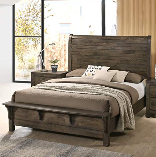 Roundhill Furniture Pavita Sleigh, Queen, Classic Gray