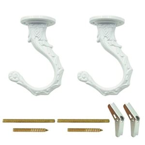 Hxchen 65mm/2.6" Ceiling Hooks - Heavy Duty Swag Hook with Steel Screws Bolts and Toggle Wings for Hanging Plants Ceiling Installation Cavity Wall Fixing White - (2 Sets)