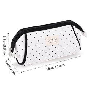 iSuperb Portable Pencil Case Large Capacity Trapezoid Shape Pencil Bag Canvas Zipper Stationery Organizer Storage Cosmetic Makeup Pouch for Women