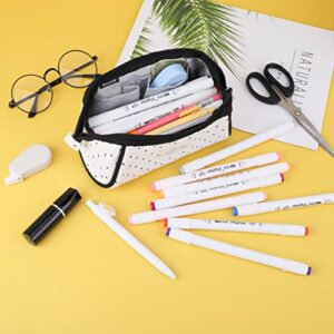 iSuperb Portable Pencil Case Large Capacity Trapezoid Shape Pencil Bag Canvas Zipper Stationery Organizer Storage Cosmetic Makeup Pouch for Women