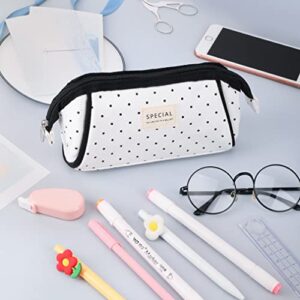 iSuperb Portable Pencil Case Large Capacity Trapezoid Shape Pencil Bag Canvas Zipper Stationery Organizer Storage Cosmetic Makeup Pouch for Women