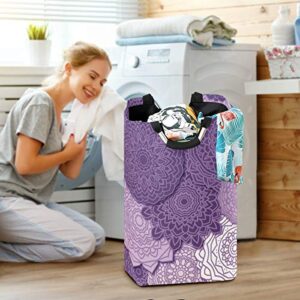 Nander Laundry Basket Purple Mandala Boho Large Hamper Foldable Bag for Dirty Clothes Organizer Laundry Bag Picnic Baskets Print Toy Gift Organizer