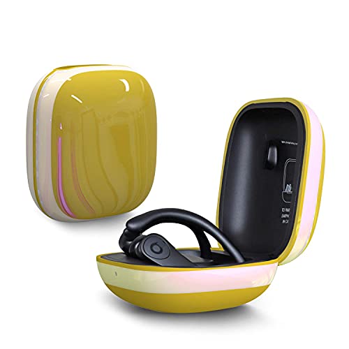 Coffea Protective Silicone Case for Beats Powerbeats Pro 2019 (White Edge, Deep Yellow)