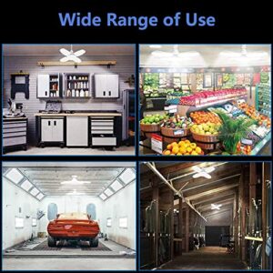 Yiliaw LED Garage Light, 2 Pack 60W LED Shop Lights with 4 Adjustable Panels, Screw in Garage Light Bulbs 6500K 6000LM Daylight Deformable Lighting Fixture for Basement Warehouse Workshop